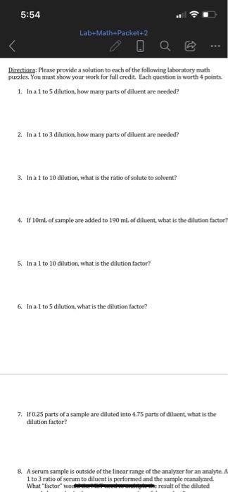 Solved 5:54 -> Lab+Math+Packet+2 *** Directions: Please | Chegg.com