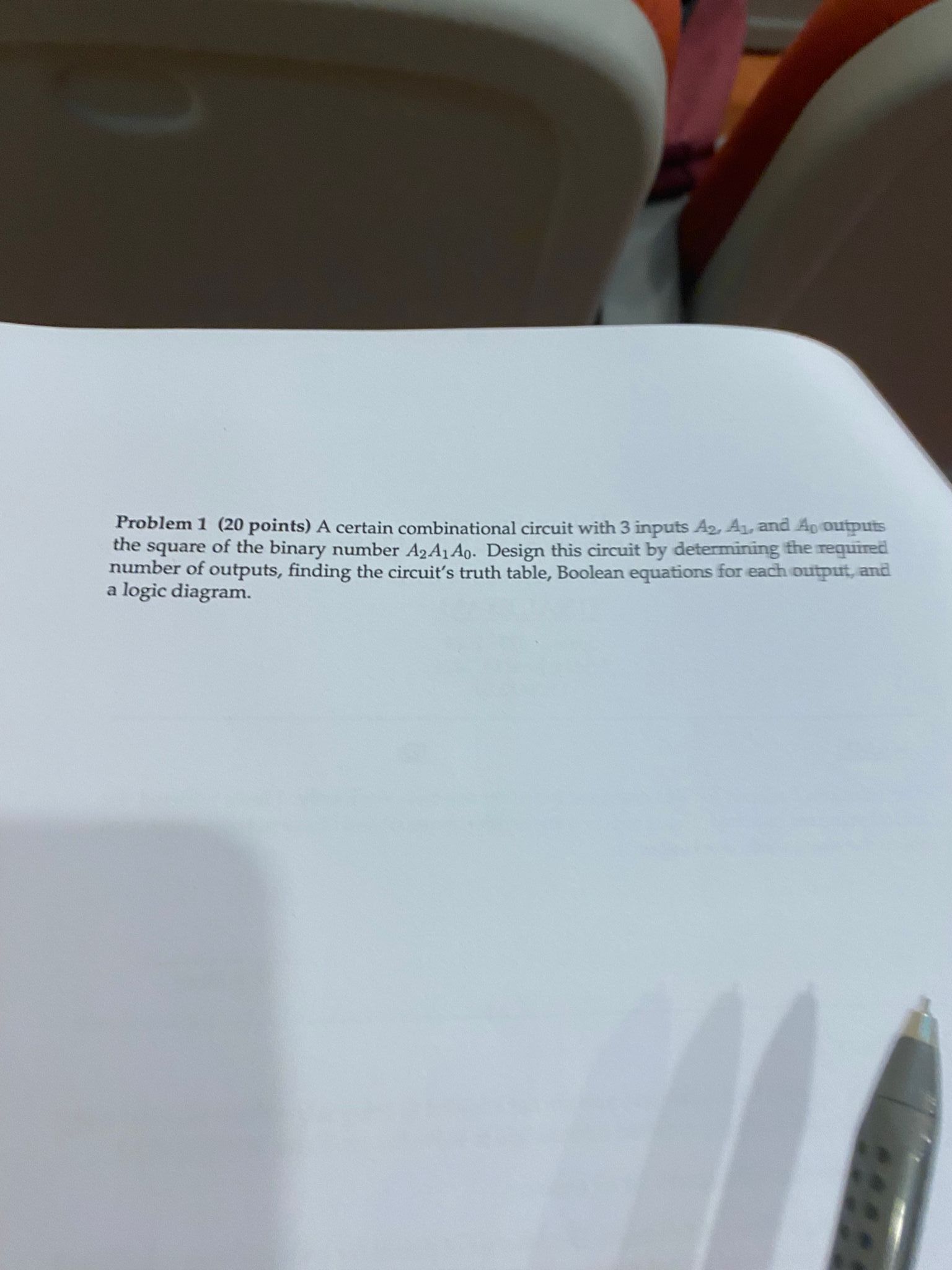 Solved Problem 1 ( 20 ﻿points) ﻿A certain combinational | Chegg.com