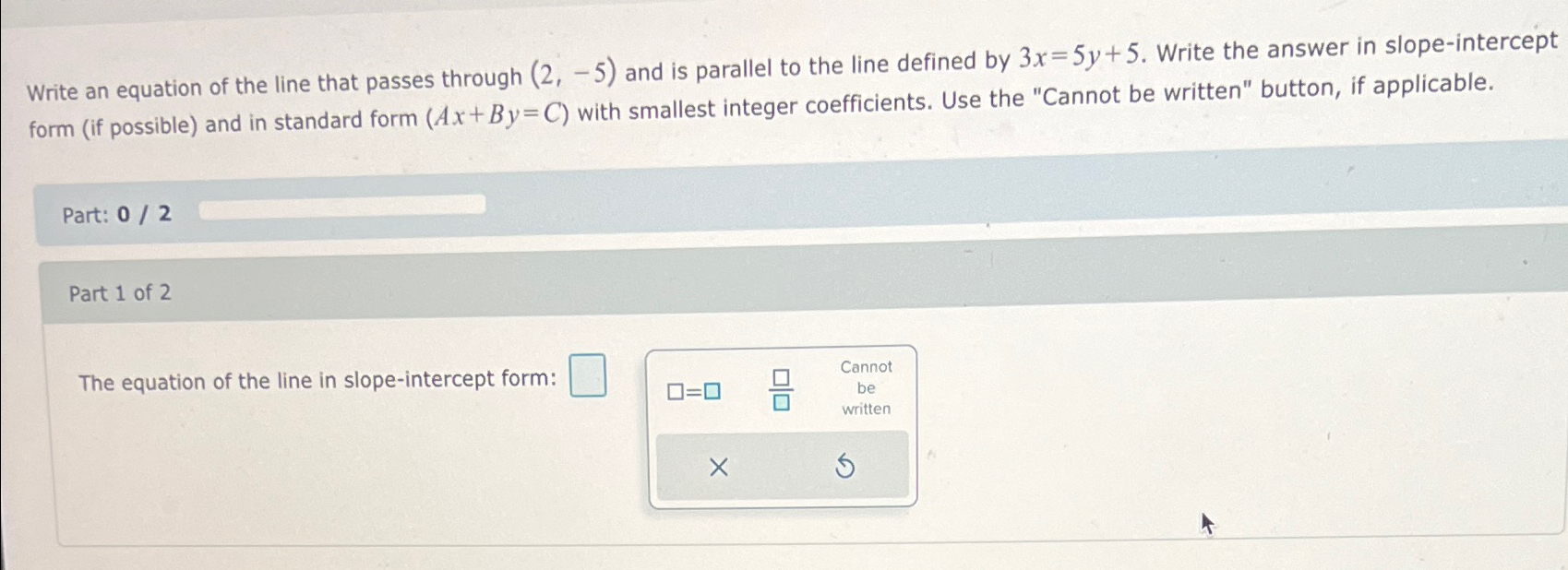 Solved Write an equation of the line that passes through | Chegg.com