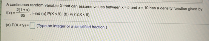 Solved A continuous random variable X that can assume values | Chegg.com