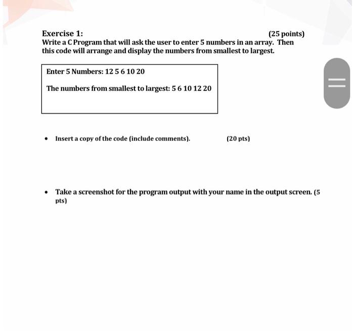 Solved Exercise 1 25 Points Write A C Program That Will 0844
