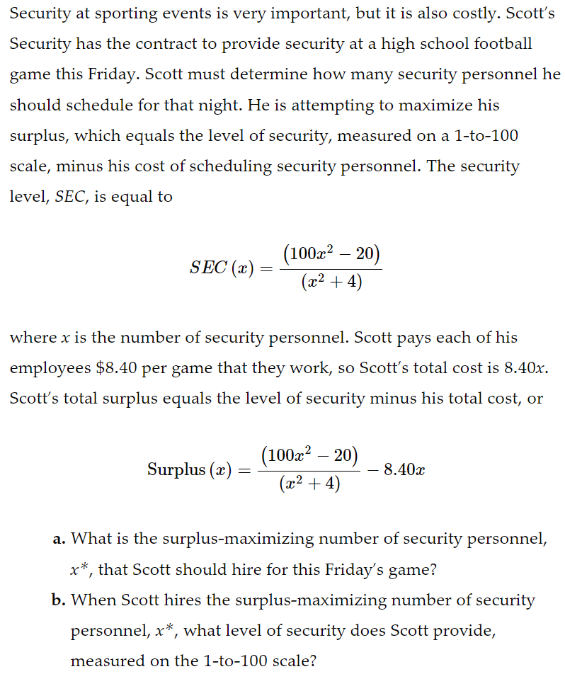 Solved Security at sporting events is very important, but it | Chegg.com