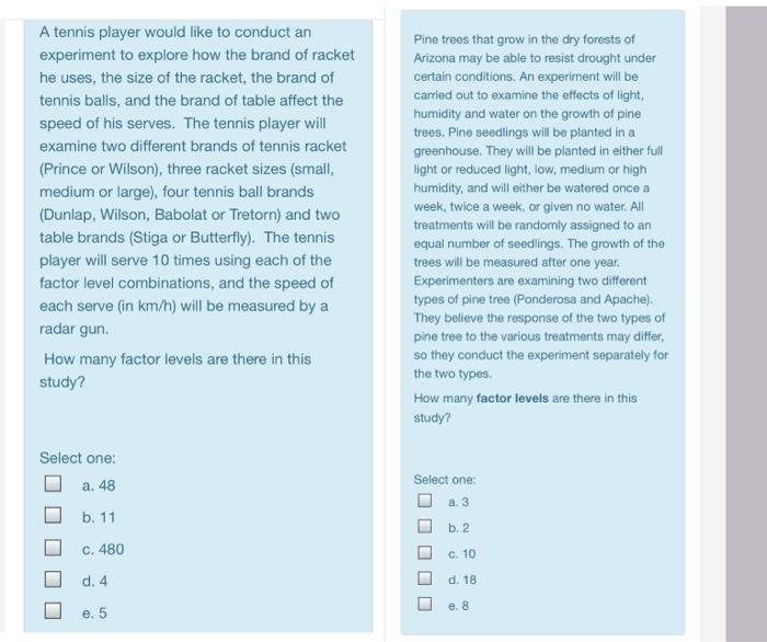 Solved A tennis player would like to conduct an experiment | Chegg.com