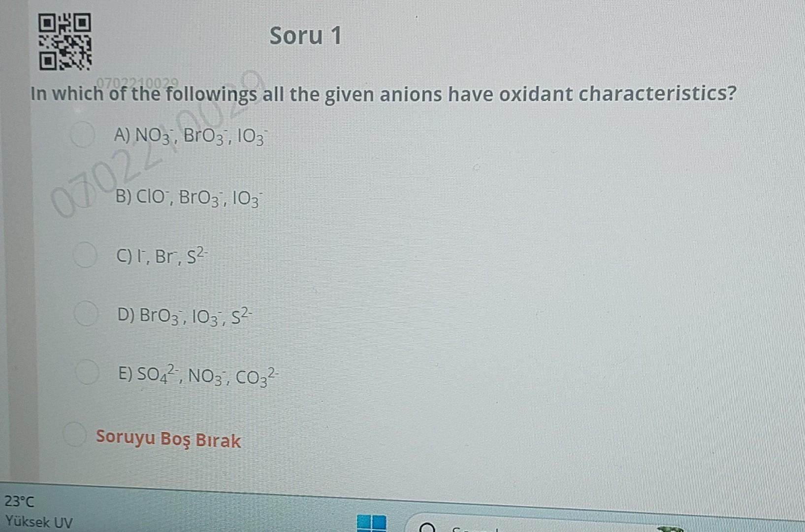 Solved In which of the followings all the given anions have | Chegg.com
