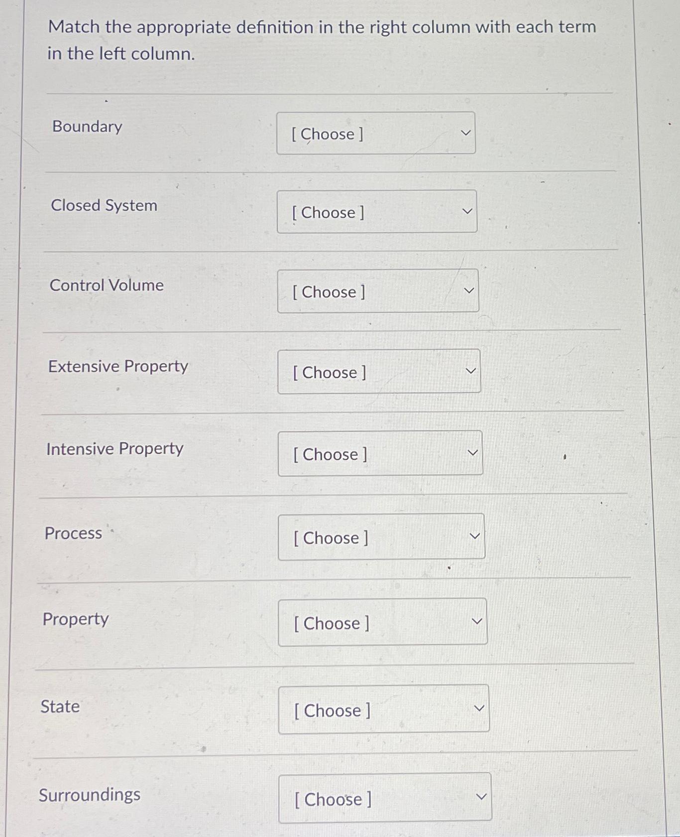 Solved Match the appropriate definition in the right column | Chegg.com