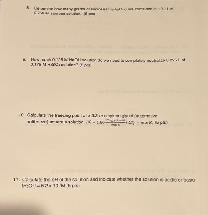 Solved 8. Determine how many grams of sucrose (C12H22O11) | Chegg.com
