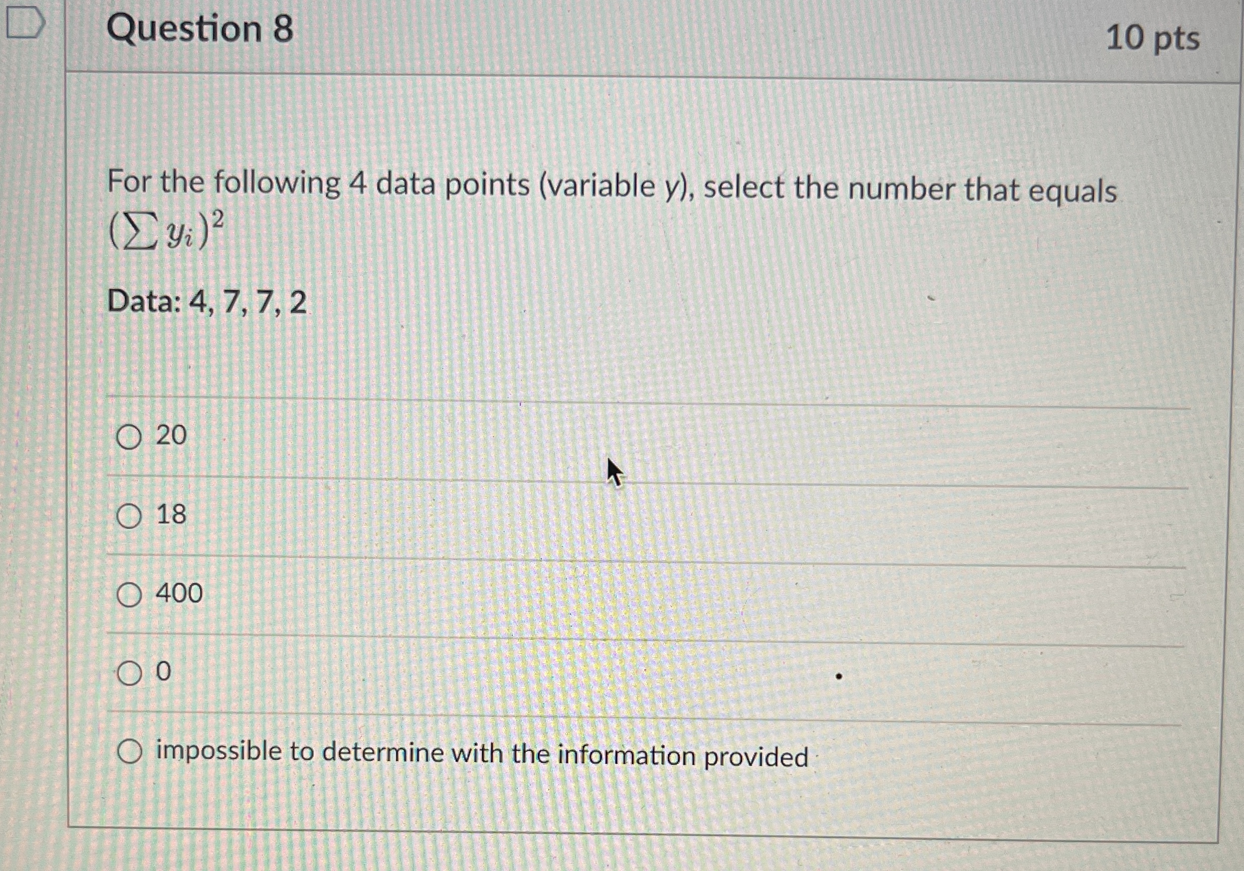 Solved Question 810 ﻿ptsFor the following 4 ﻿data points | Chegg.com
