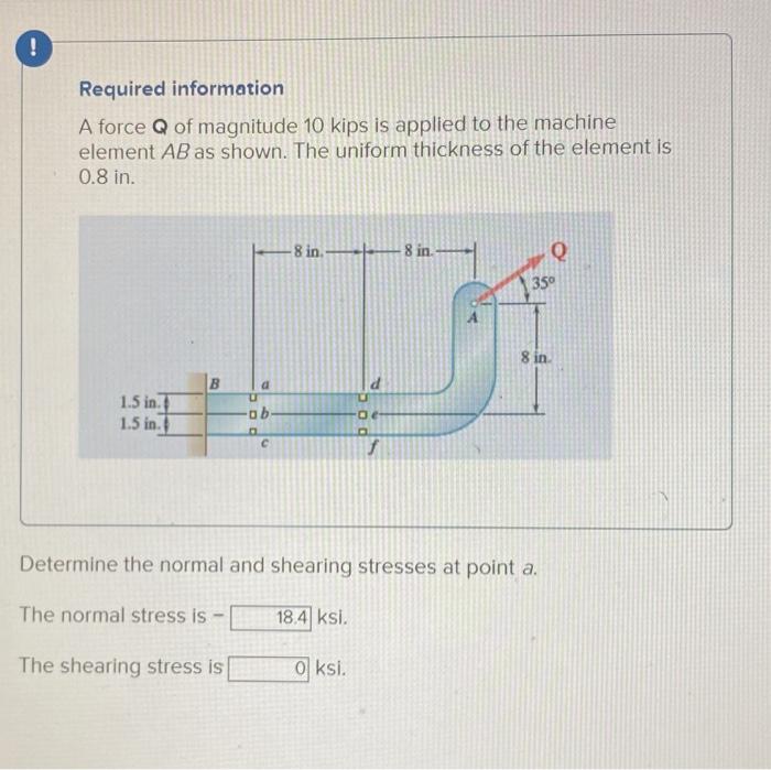 Solved Required information A force Q of magnitude 10 kips | Chegg.com