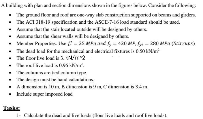 Solved A building with plan and section dimensions shown in | Chegg.com
