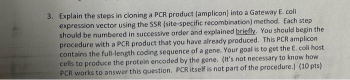 Solved Explain the steps in cloning a PCR product (amplicon) | Chegg.com