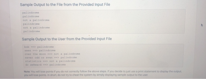 Solved 16.43 Lab 13C: Palindromes with Files and Functions | Chegg.com