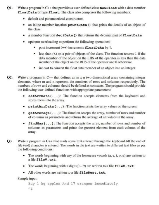 Solved Q1. Write a program in Ch that provides a | Chegg.com