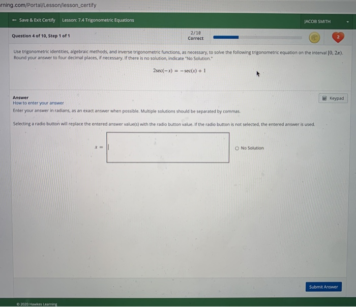 Solved rning.com/Portal/Lesson/lesson_certify JACOB SMITH | Chegg.com
