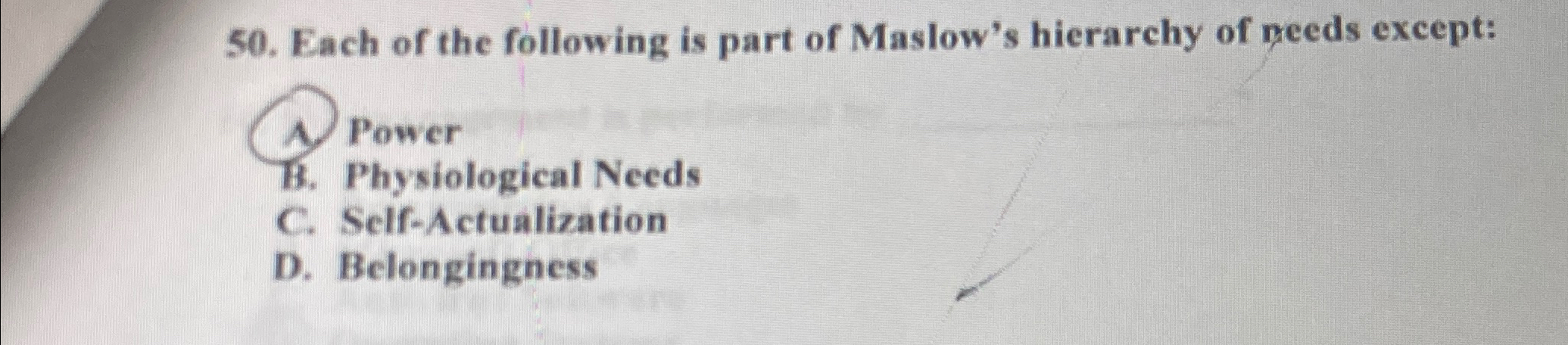 Solved Each of the following is part of Maslow's hierarchy | Chegg.com