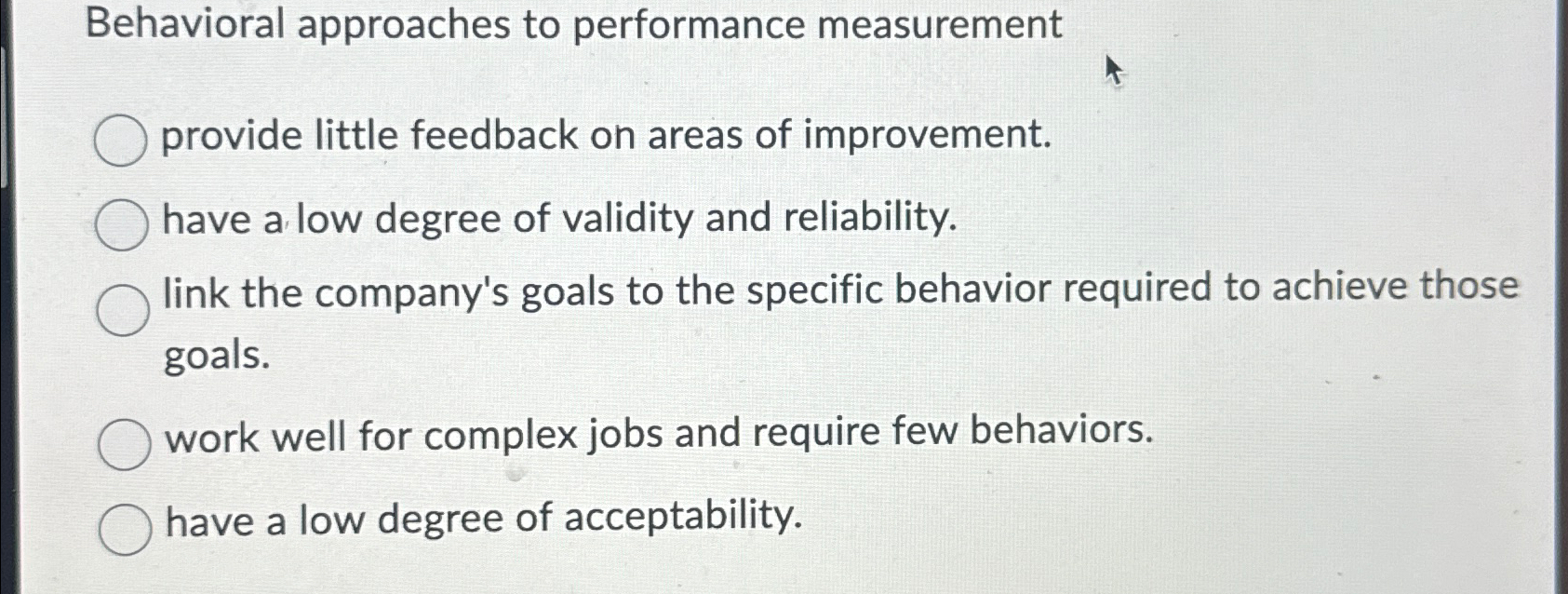 Solved Behavioral approaches to performance | Chegg.com