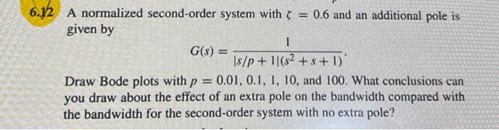 Solved A normalized second-order system with ζ=0.6 and an | Chegg.com