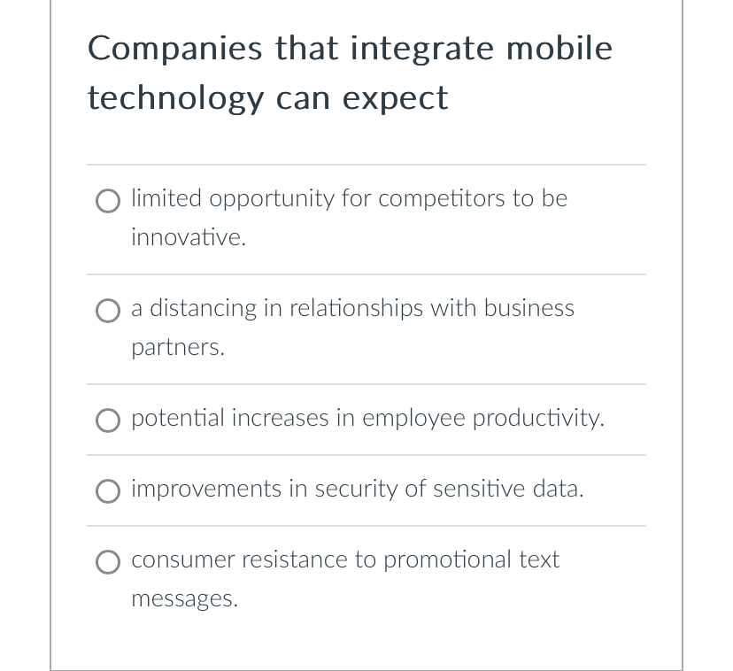Solved Companies that integrate mobile technology can | Chegg.com
