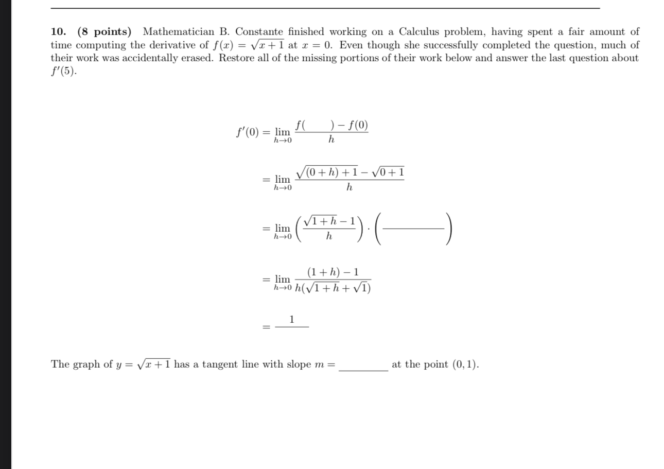 Solved (8 ﻿points) ﻿Mathematician B. ﻿Constante finished | Chegg.com