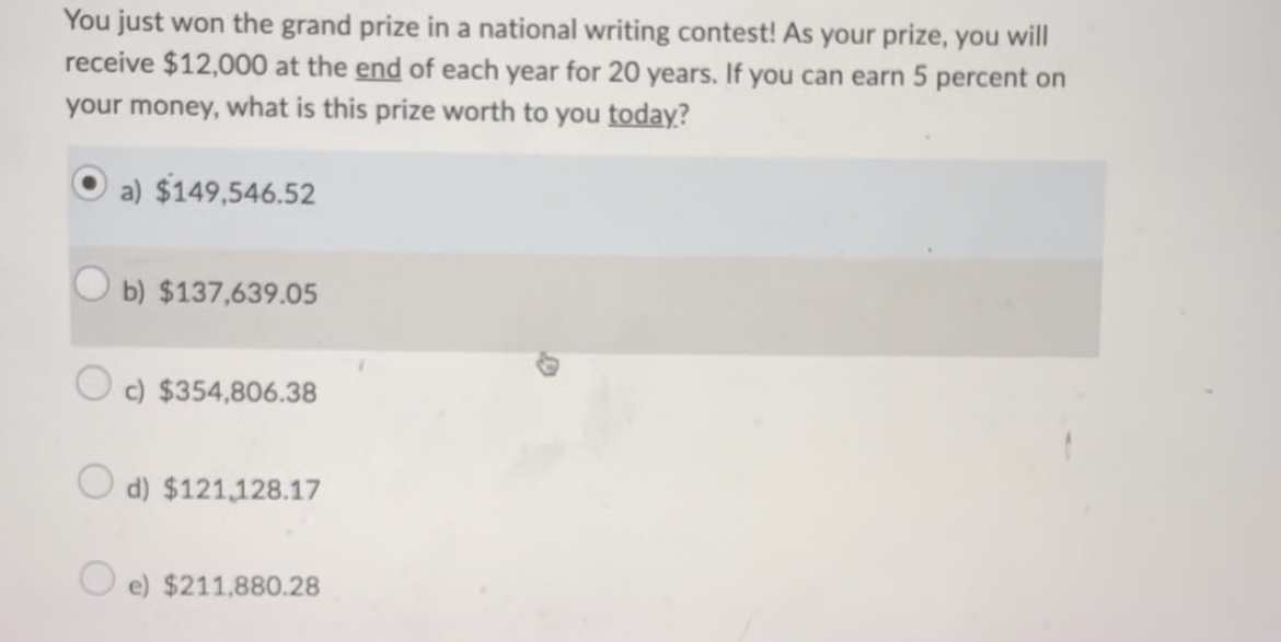 Solved You just won the grand prize in a national writing | Chegg.com
