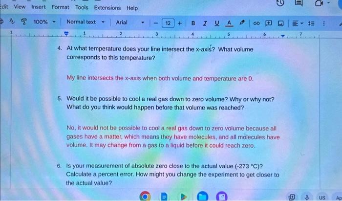 Solved Data Sheet Table 3 Temperature Vs Volume Of Gas