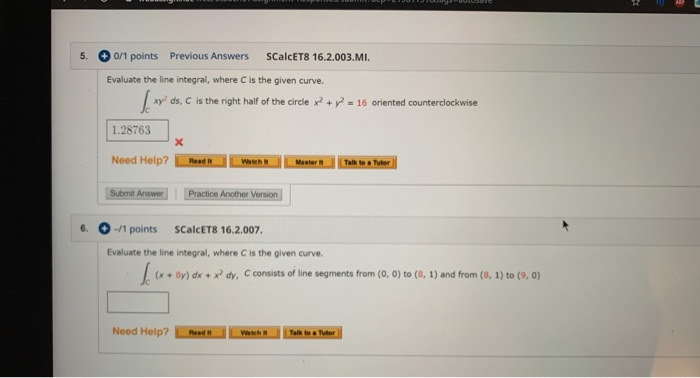 Solved Previous Answers 5. 0/1 points SCalcET8 16.2.003.MI. | Chegg.com