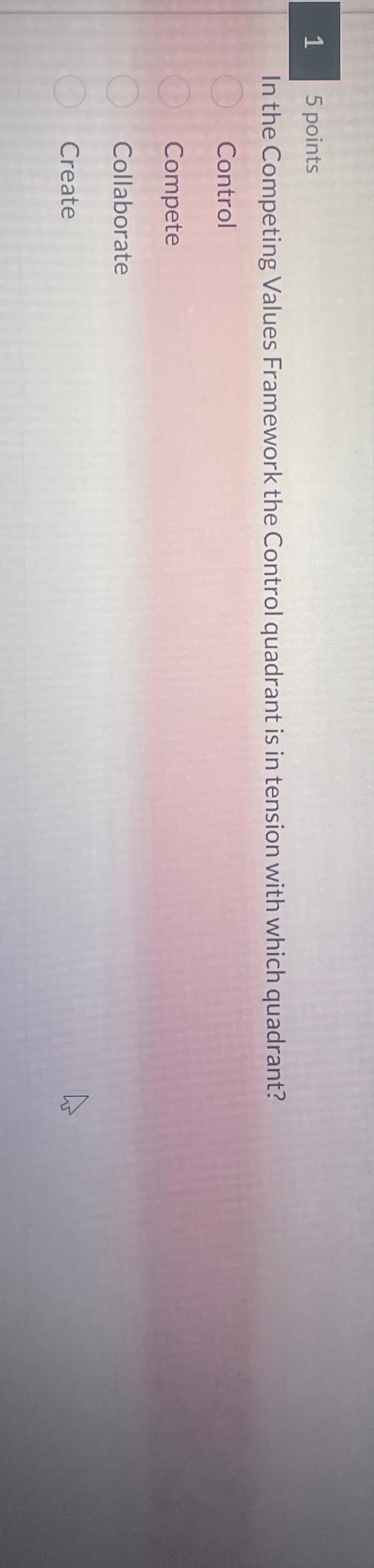 Solved 15 ﻿pointsIn the Competing Values Framework the | Chegg.com