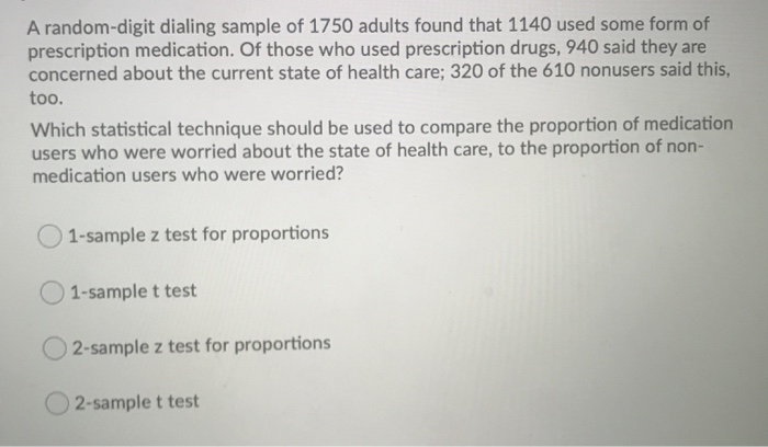 Solved A random-digit dialing sample of 1750 adults found | Chegg.com