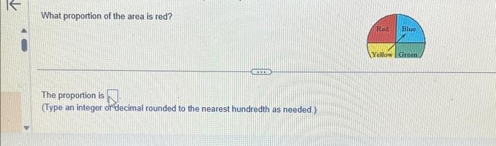 Solved What proportion of the area is red? The proportion is | Chegg.com
