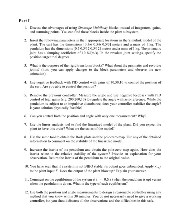 Solved Part I 1. Discuss the advantages of using Simscape | Chegg.com