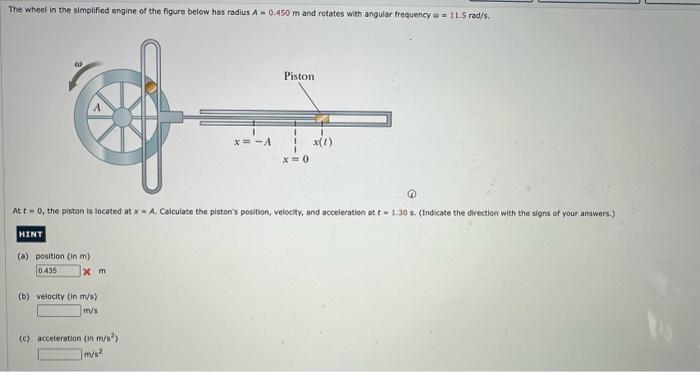 Solved The wheel in the simplified engine of the figure | Chegg.com