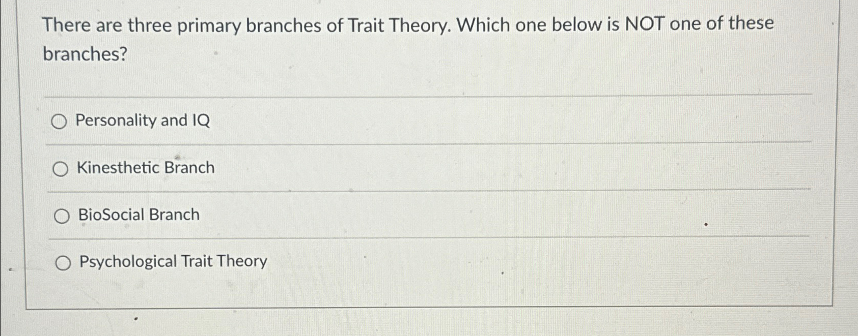 Solved There are three primary branches of Trait Theory. | Chegg.com