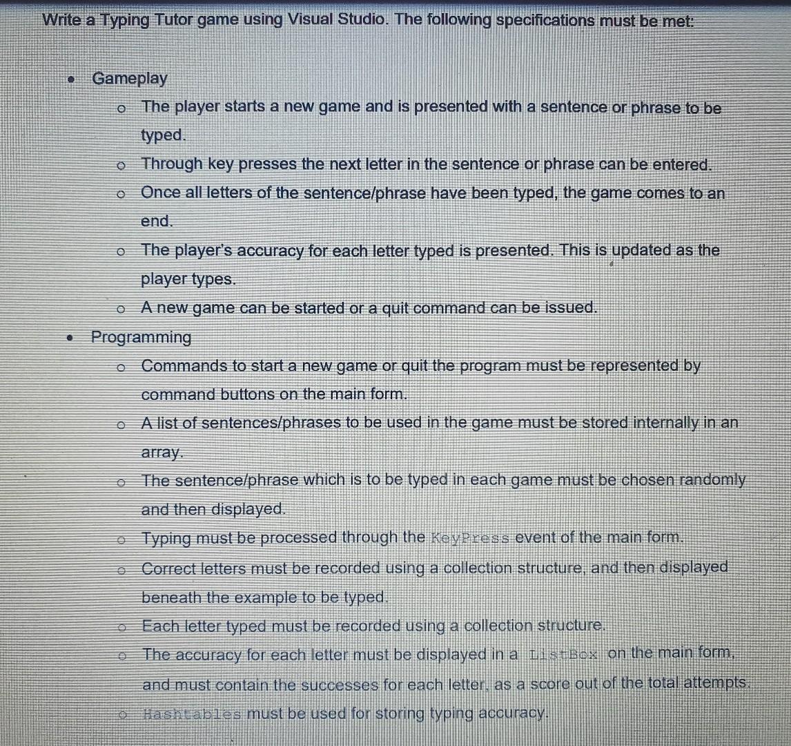 Solved i need this to be coded in c# on visual studio | Chegg.com