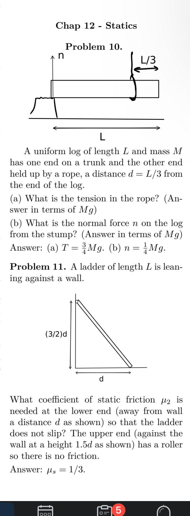 Solved A uniform log ﻿of length L ﻿and mass M ﻿has one end | Chegg.com