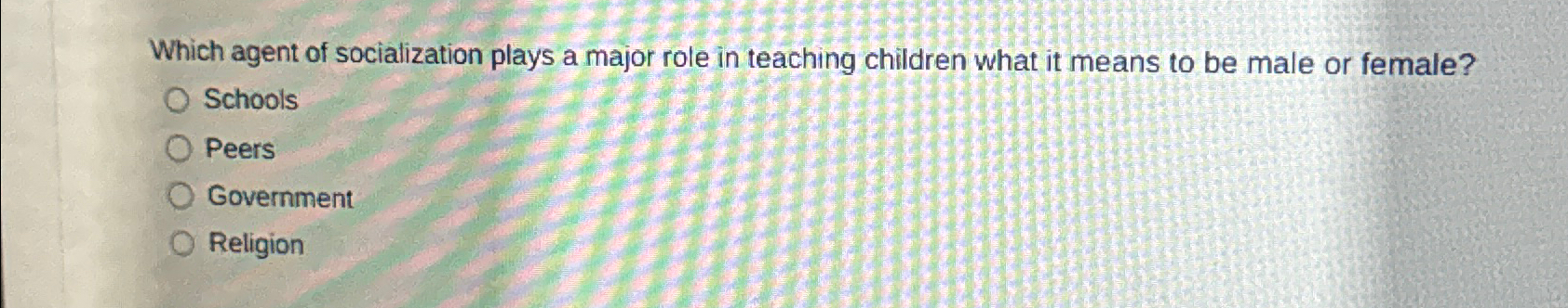 Solved Which agent of socialization plays a major role in | Chegg.com