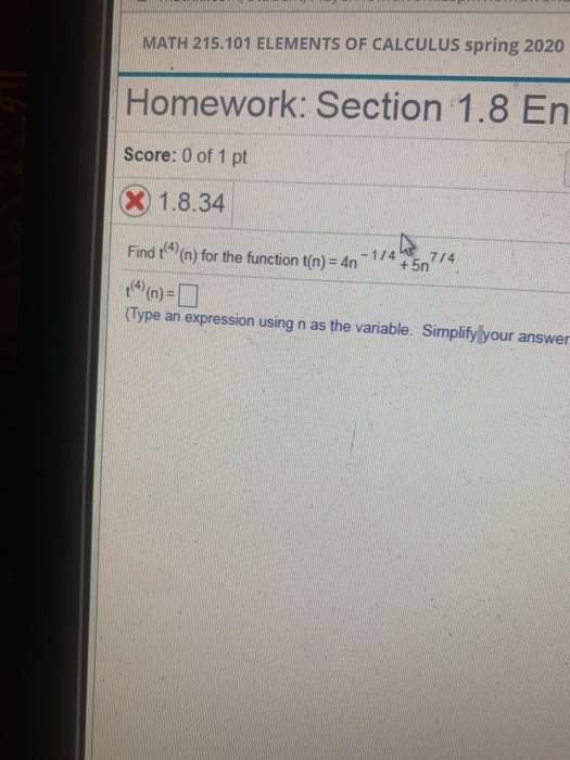 Solved MATH 215.101 ELEMENTS OF CALCULUS spring 2020 | Chegg.com