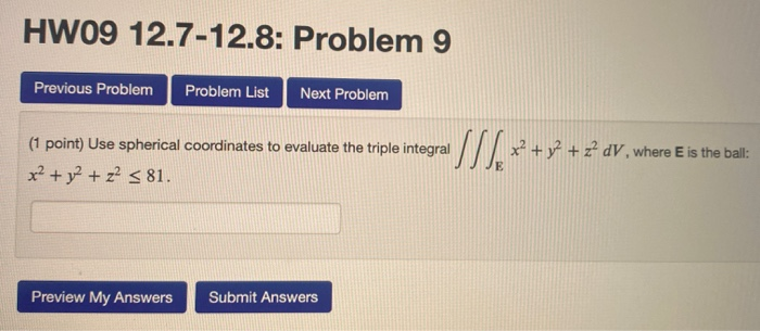 Solved HW09 12.7-12.8: Problem 9 Previous Problem Problem | Chegg.com