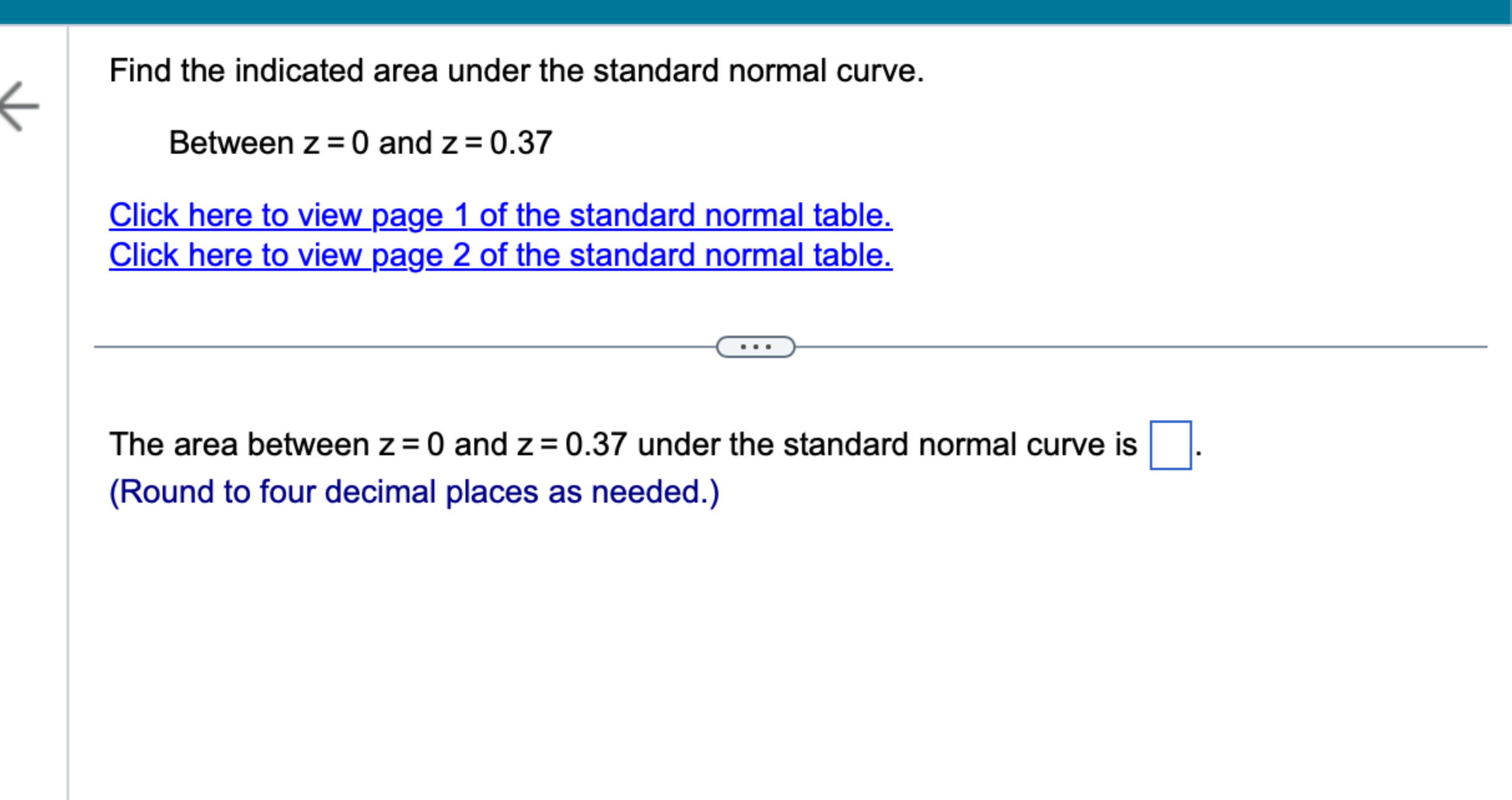Solved Find the indicated area under the standard normal | Chegg.com
