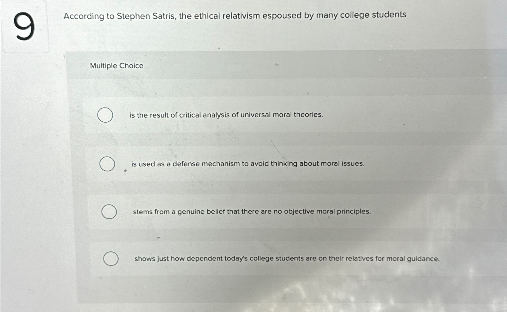 Solved According to Stephen Satris, the ethical relativism | Chegg.com