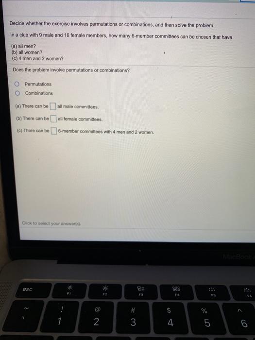 Solved Decide whether the exercise involves permutations or | Chegg.com