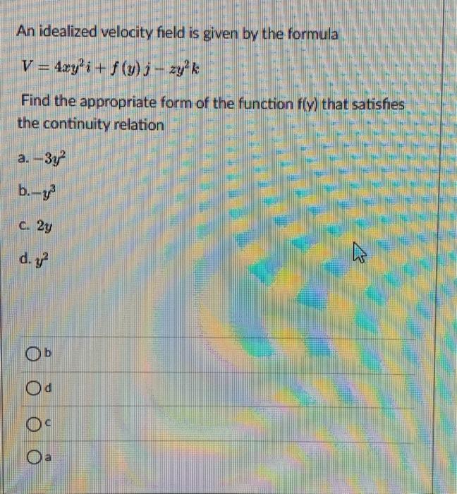 Solved An idealized velocity field is given by the formula V | Chegg.com