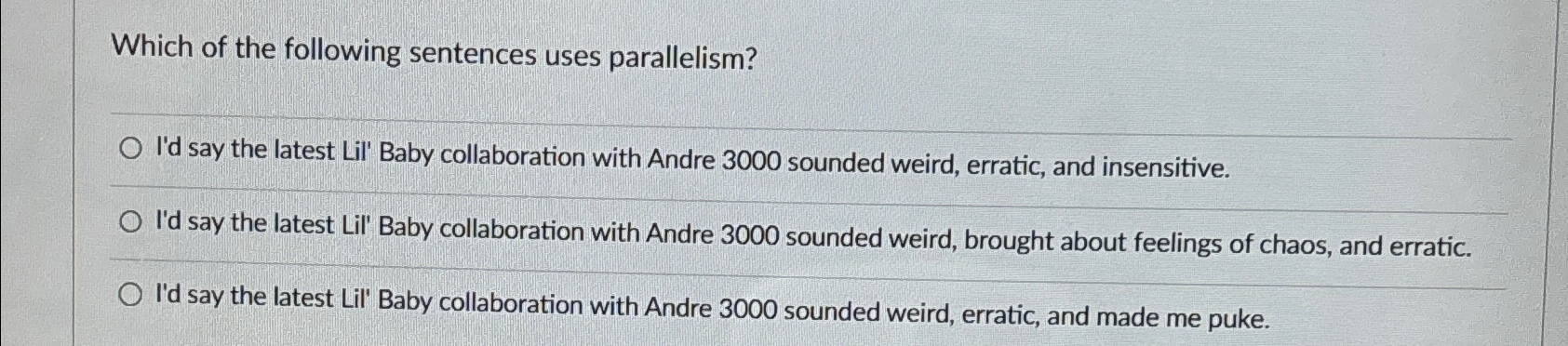 Solved Which of the following sentences uses parallelism?I'd | Chegg.com