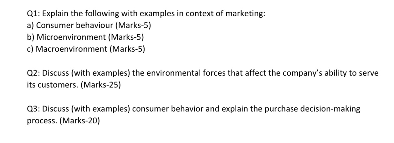 Solved Q1: Explain the following with examples in context of | Chegg.com