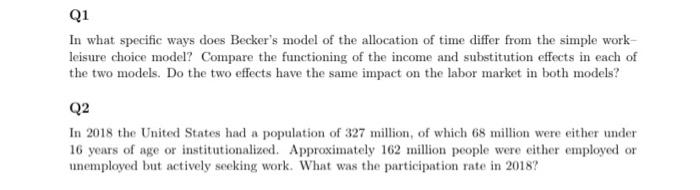 Solved In what specific ways does Becker's model of the | Chegg.com