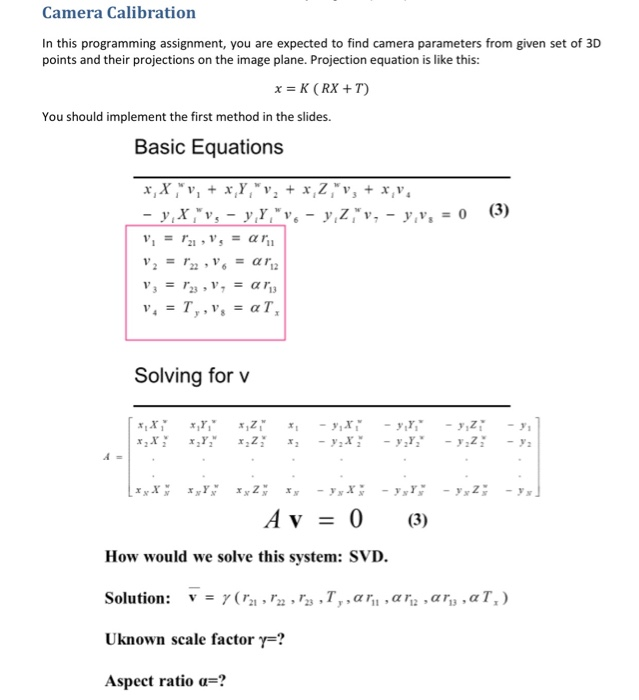 Camera Calibration In This Programming Assignment