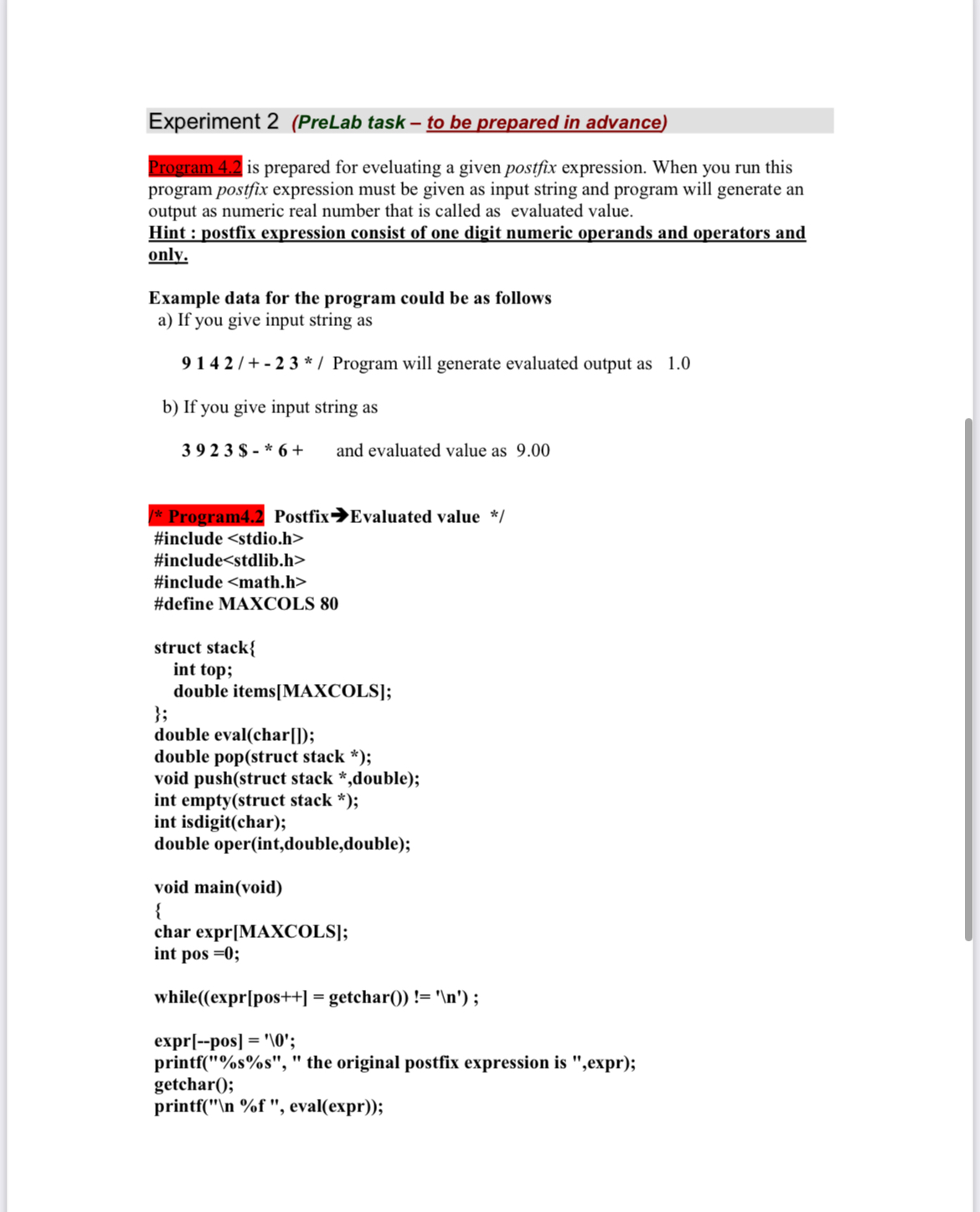 Solved Experiment 2 (PreLab task - ﻿to be prepared in | Chegg.com