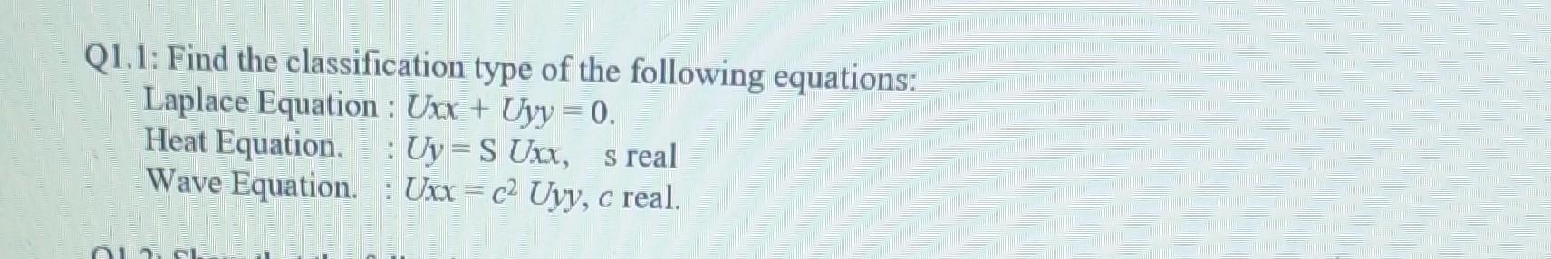 Solved Q1.1: Find the classification type of the following | Chegg.com