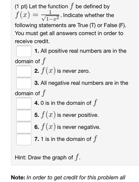 Solved (1 pt) Let the function f be defined by f(x) = | Chegg.com Solved (1 pt) Let the function f be defined by f(x) = | Chegg.com