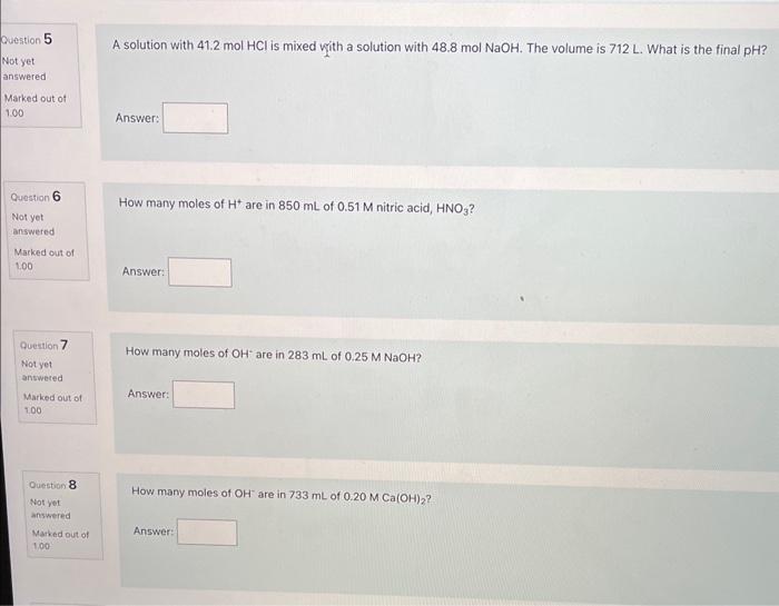 Solved A solution with 41.2 molHCl is mixed with a solution | Chegg.com