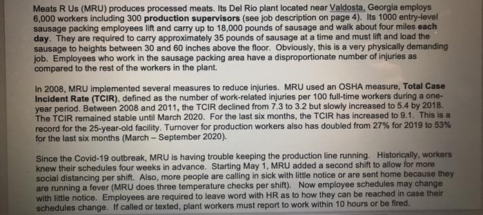 Solved Meats R Us (MRU) produces processed meats. Its Del | Chegg.com