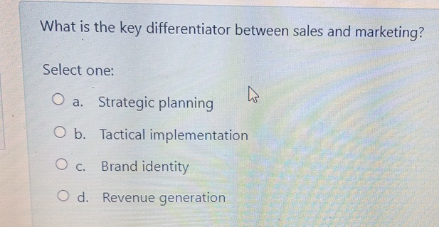Solved What is the key differentiator between sales and | Chegg.com